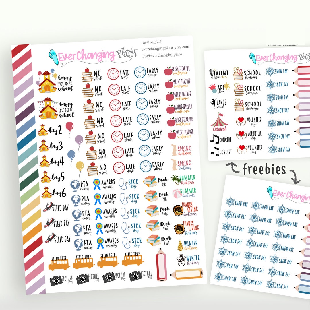 School Event Planner Stickers for Planners and Calendars - School ...