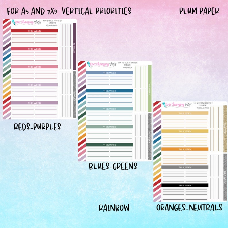 This Week Box VERTICAL PRIORITIES Planner Stickers Plum Paper Planner ...