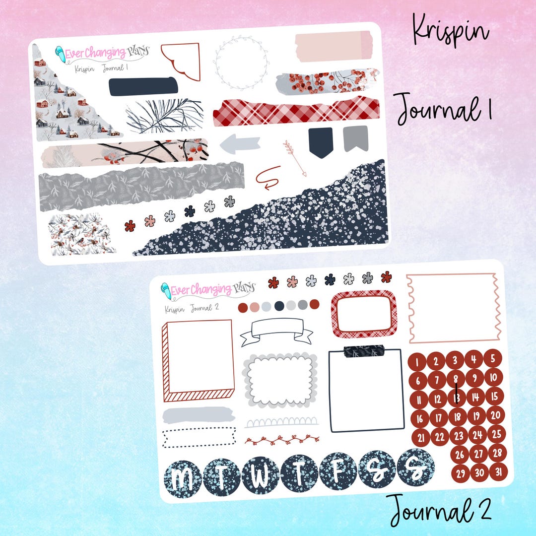 Krispin Planner Stickers - Winter Journaling Kit - Deco Stickers - Bujo ...