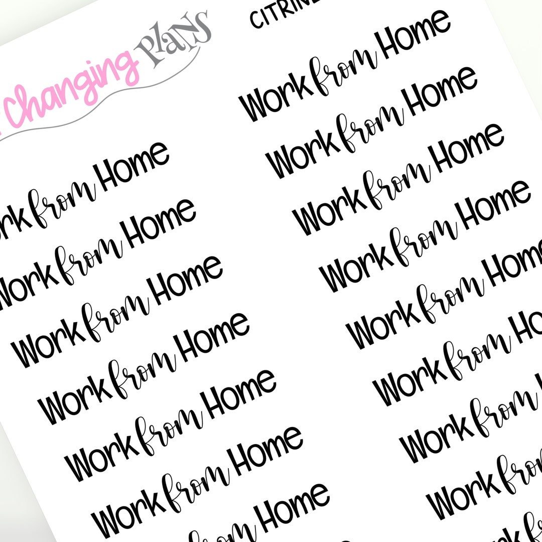 Work From Home Word Text Script Stickers - Remote Working - Typography ...