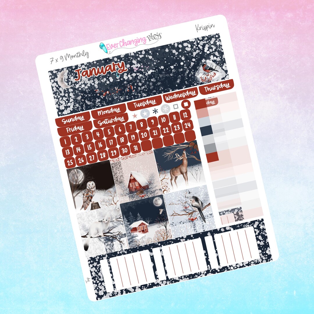 Krispin Plum Paper Monthly Kit - December January Winter Red Blue ...