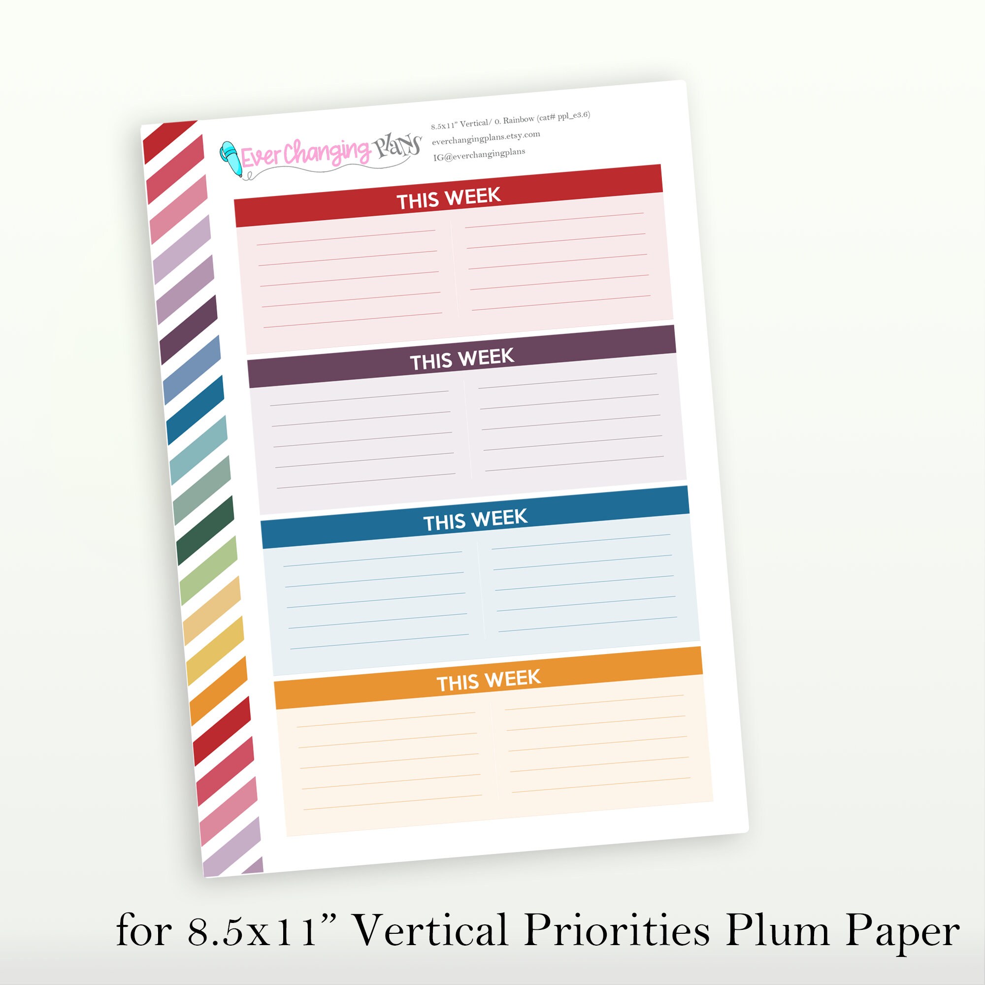 This Week Box Planner Stickers for Vertical Priorities Plum - Etsy