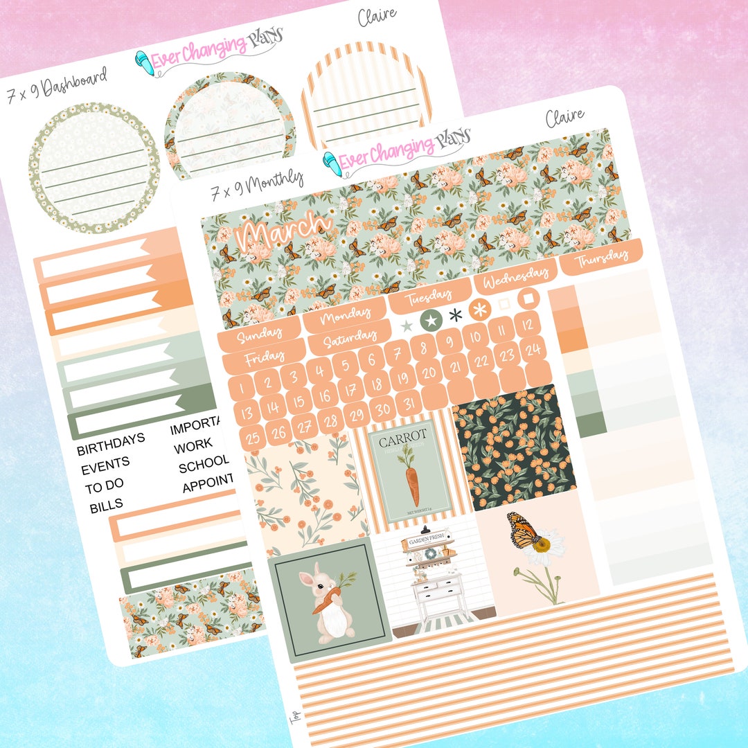 Claire Plum Paper Monthly and Dashboard Kits - Spring Easter March ...