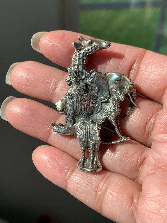 Vintage Sterling Silver Noah’s Arc Pin Brooch 19.67 G… - Gem