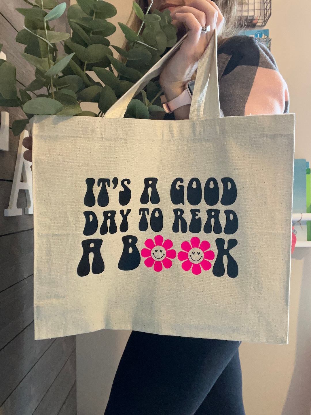 It's A Good Day to Read A Book. Canvas Shopping Bag. Tote Bag. Library ...