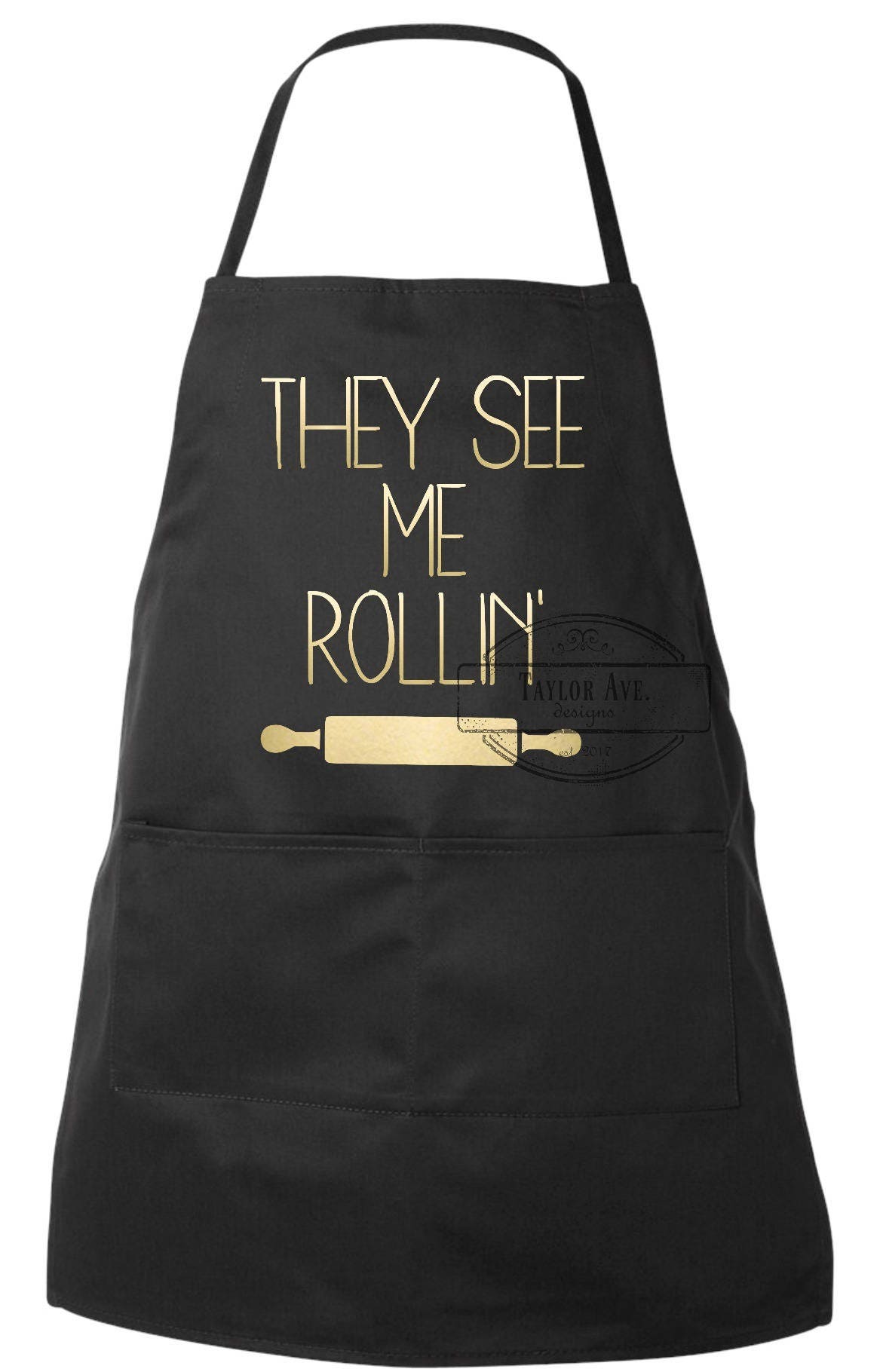 The See Me Rollin' Apron. Funny Rolling Pin Apron. Metallic Cooking ...