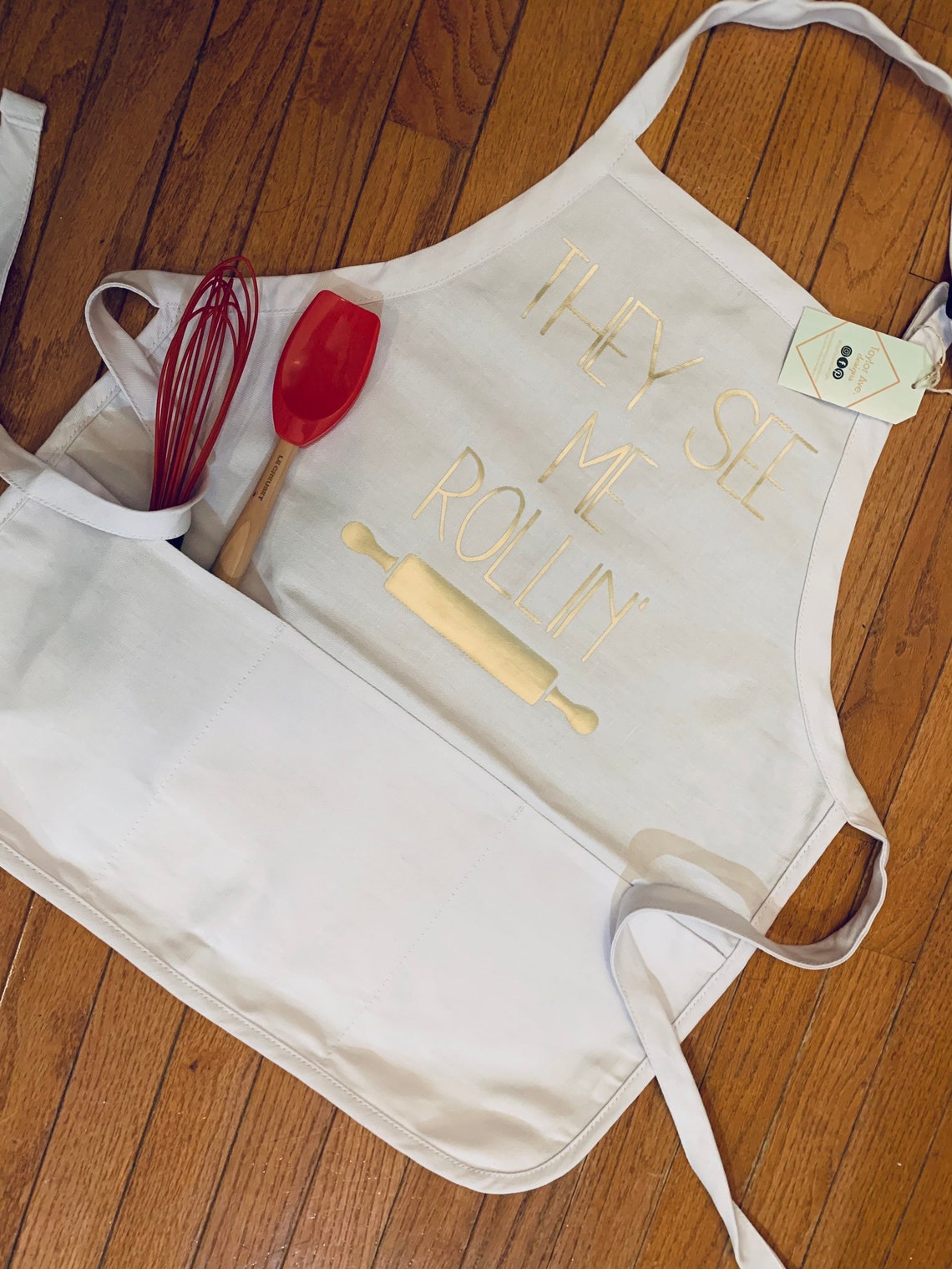 The See Me Rollin' Apron. Funny Rolling Pin Apron. Metallic Cooking ...