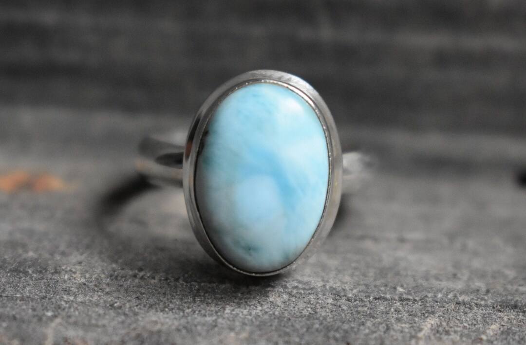 Natural Larimar Ring,larimar Ring,925 Silver Ring,natural Larimar ...
