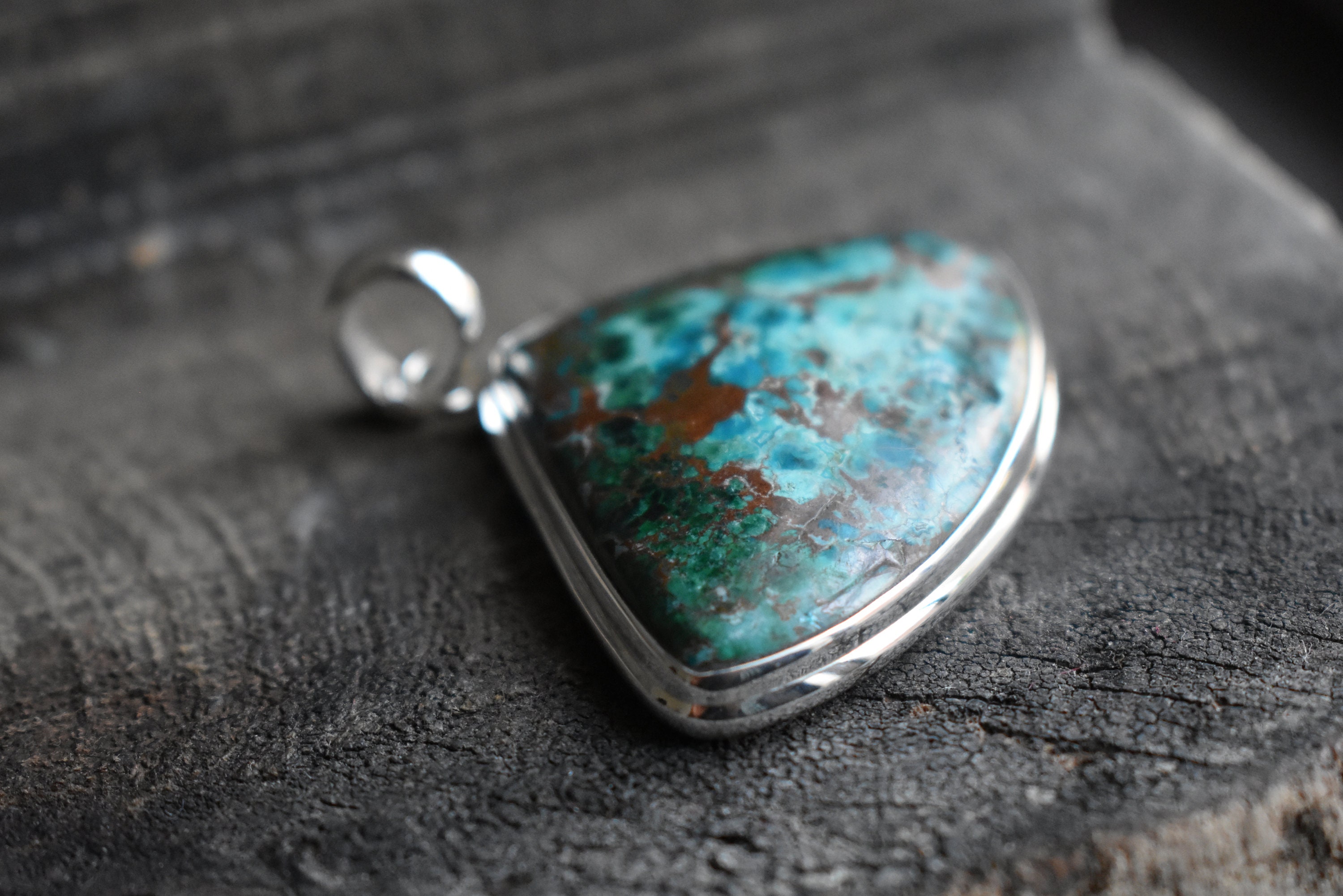 Natural chrysocolla druzy pendant925 silver pendanthigh | Etsy