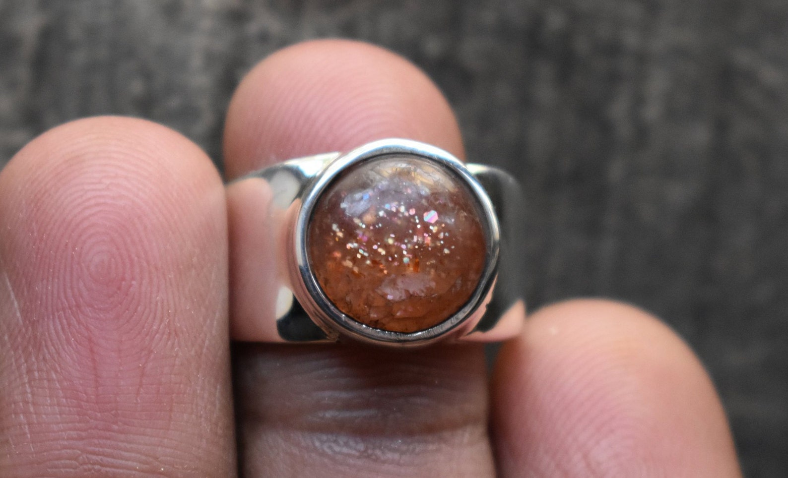 Sunstone mens ringnatural sunstone ring925 silver | Etsy