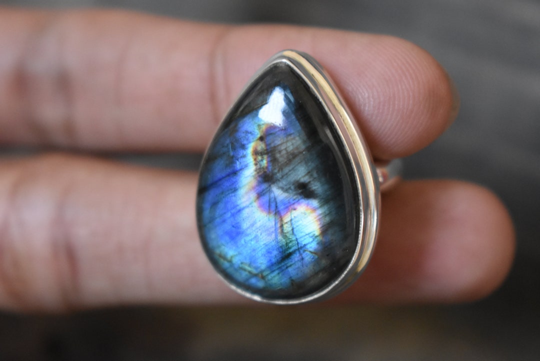 Natural Purple Spectrolite Ring,925 Silver Ring,purple Labradorite Ring ...