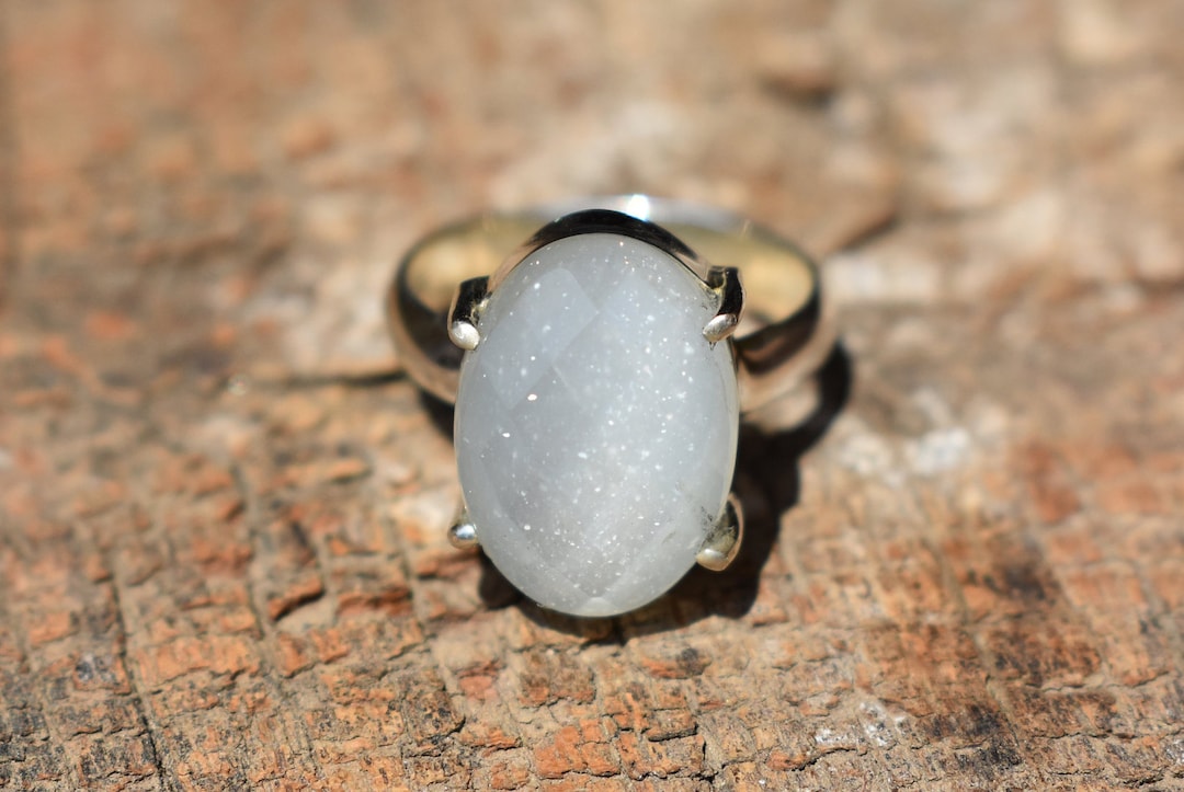 White Moonstone Ring,faceted Moonstone Ring,925 Silver Ring,faceted ...