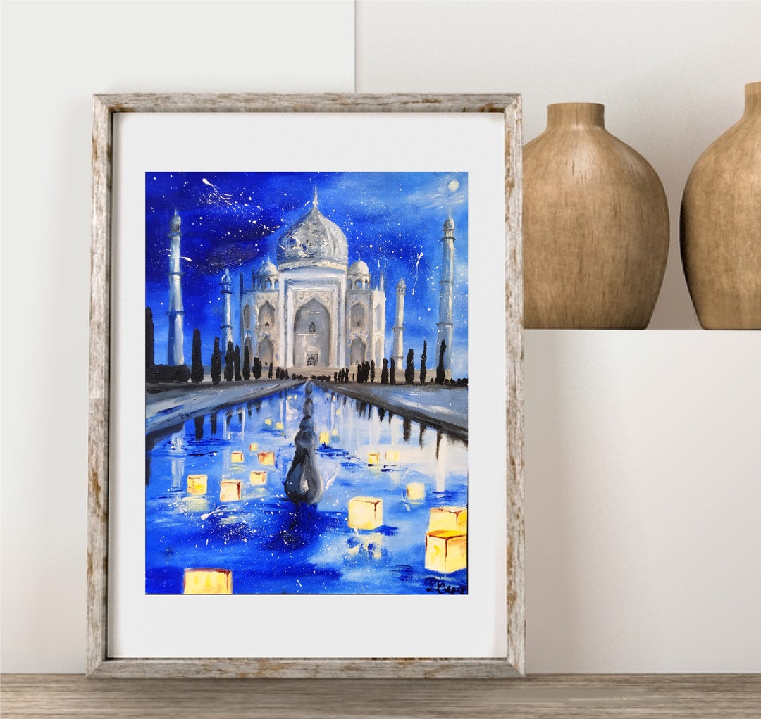 Original Oil Painting - Taj Mahal by Night / Handmade / Original Art ...