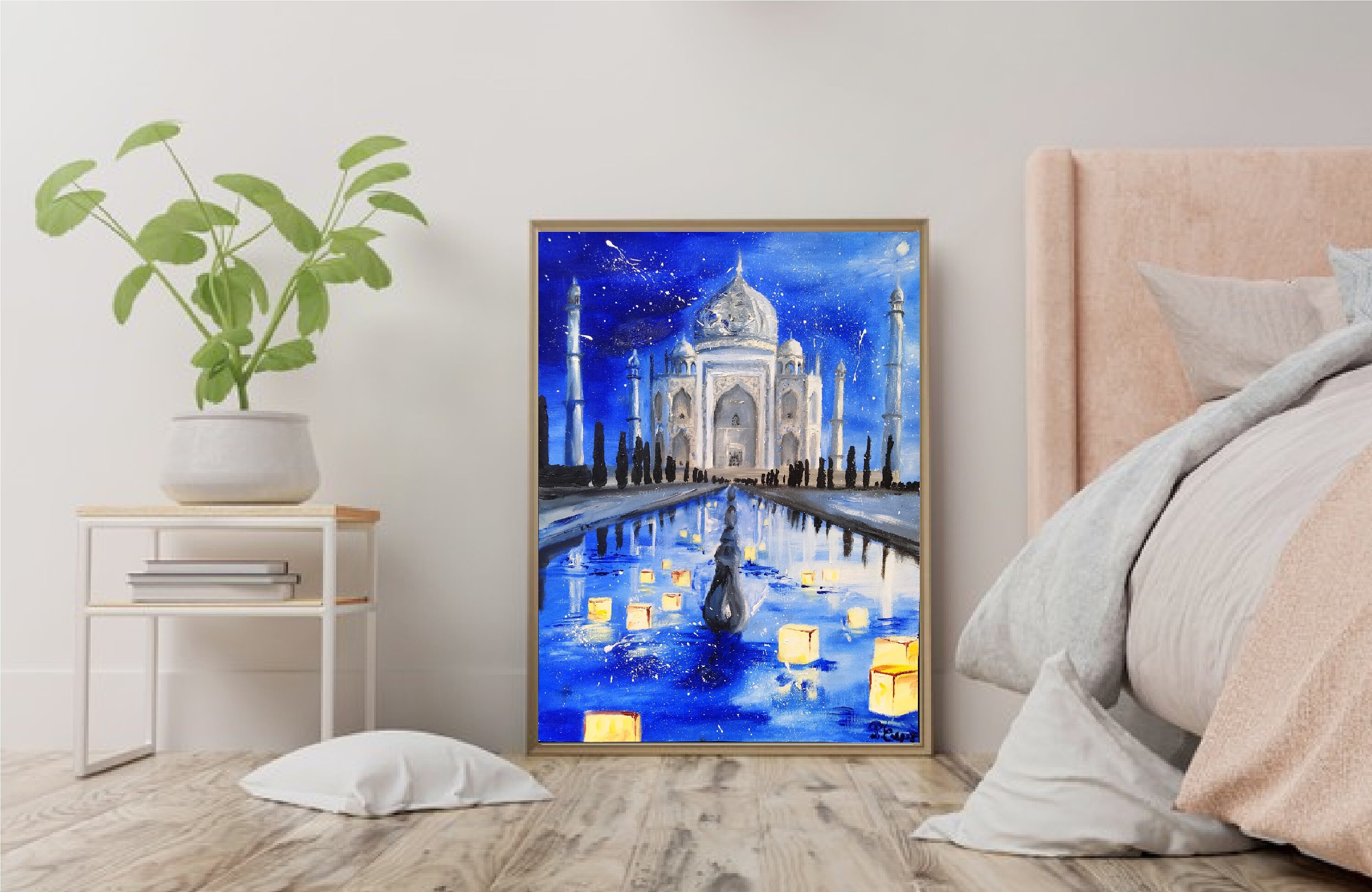 Original Oil Painting - Taj Mahal by Night / Handmade / Original Art ...