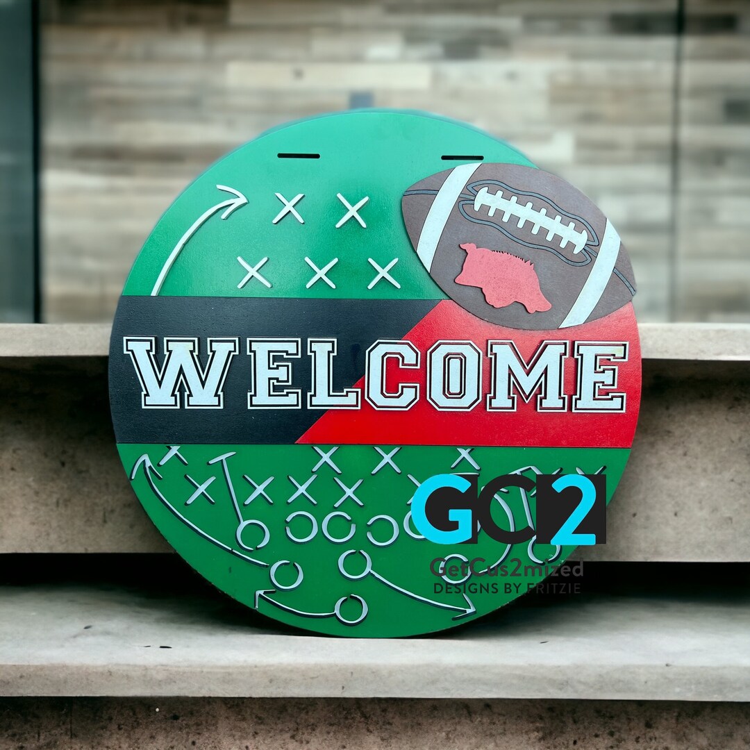 Arkansas Razorback Football Door Hanger Football Front Decor Hogs Door ...