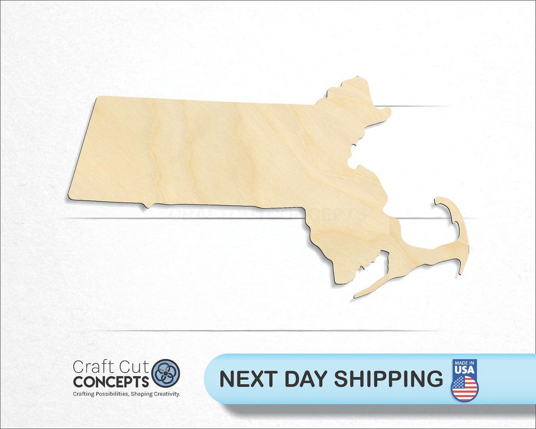 Massachusetts MA Crafty Borders State Cutout Large & Small Pick Size ...