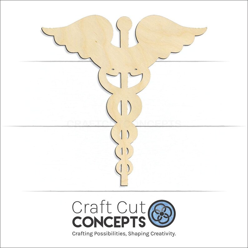 Caduceus Medical Logo - Laser Cut Unfinished Wood Cutout Craft Shapes ...