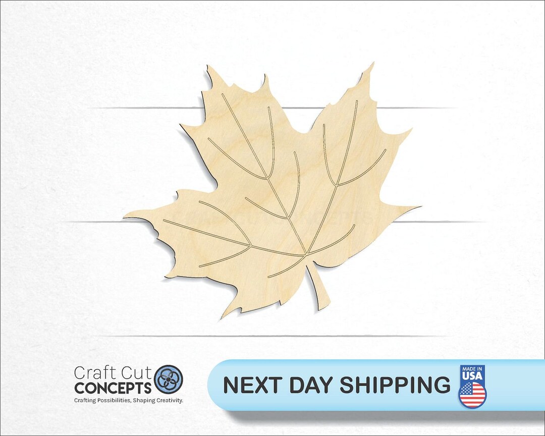 Detailed Maple Leaf - Laser Cut Unfinished Wood Cutout Craft Shapes - Etsy