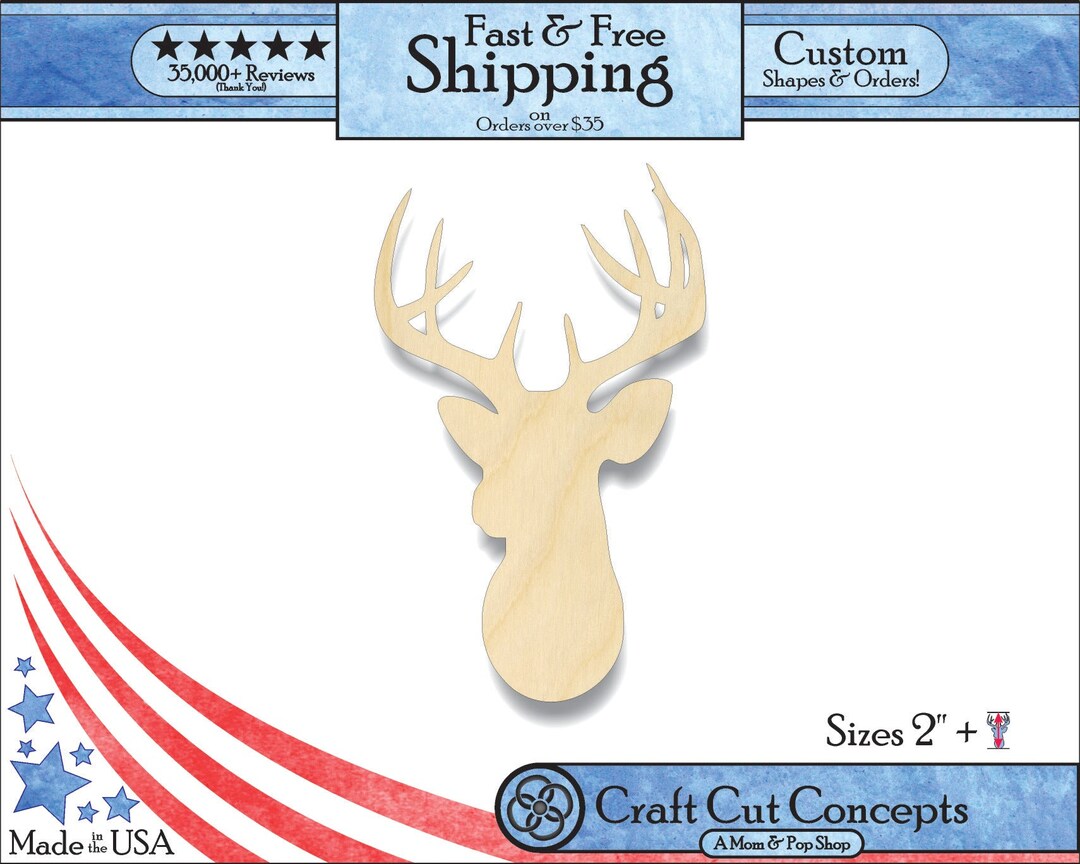 Deer Head Shape Woodland Wildlife Large & Small Pick Size Unfinished ...
