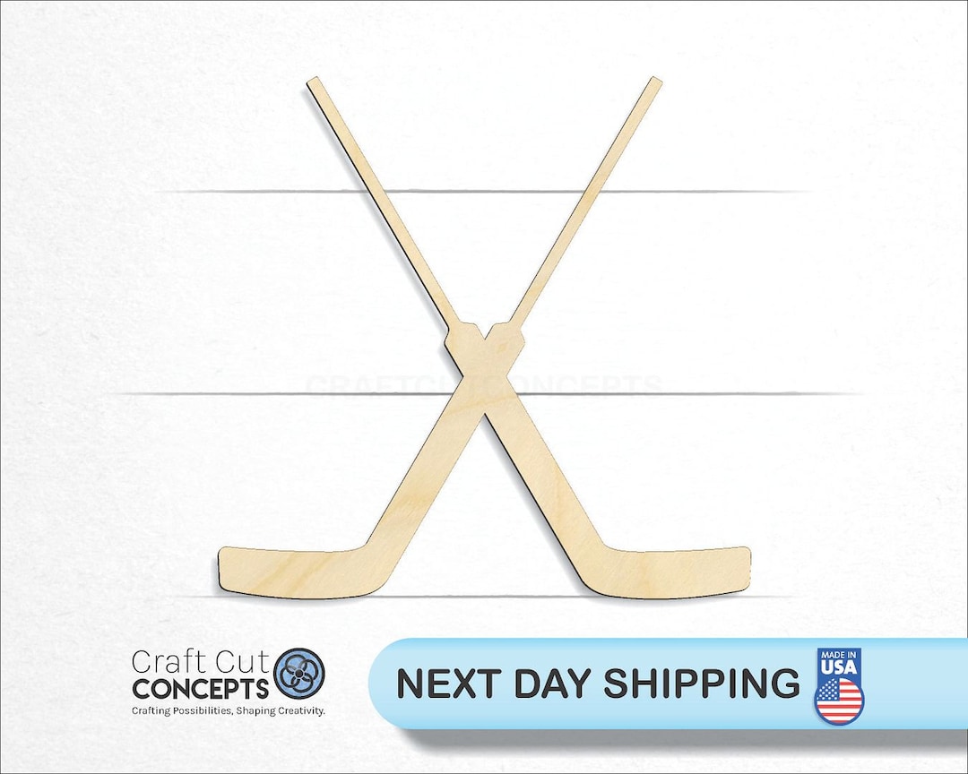 Goalie Hockey Sticks Pair - Laser Cut Unfinished Wood Cutout Craft ...