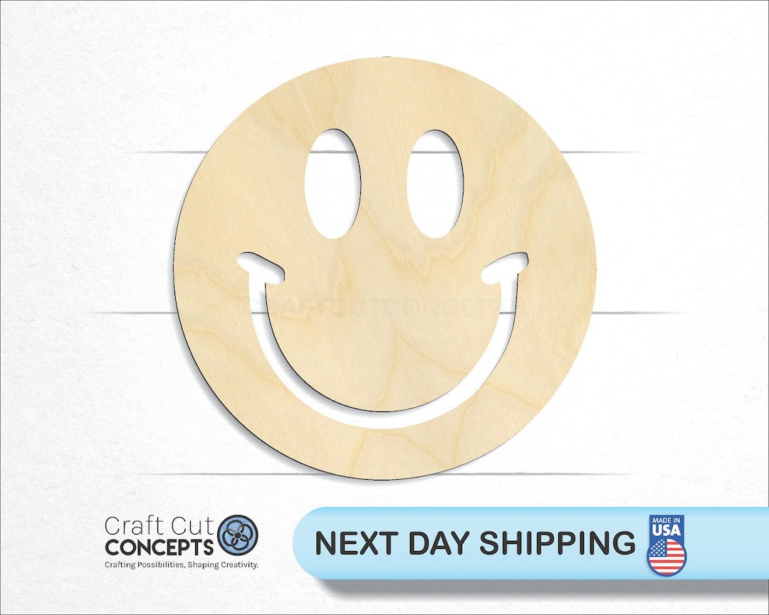 Smiley Face - Laser Cut Unfinished Wood Cutout Craft Shapes - Etsy