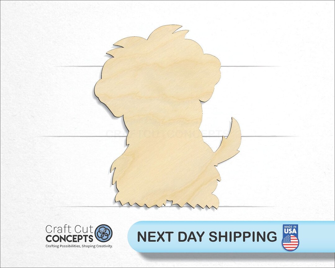 Fluffy Puppy Dog - Laser Cut Unfinished Wood Cutout Craft Shapes - Etsy