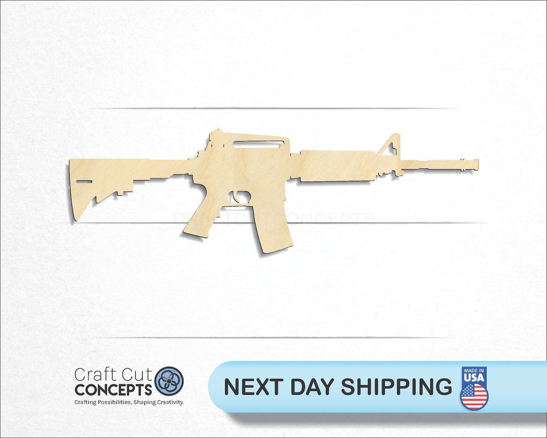 AR 15 M4 Veteran Military - Laser Cut Unfinished Wood Cutout Craft ...