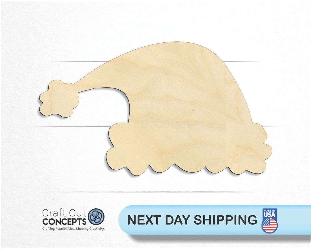 Santa Hat - Laser Cut Unfinished Wood Cutout Craft Shapes - Etsy