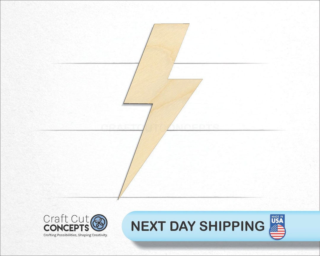 Small Lightening Bolt - Laser Cut Unfinished Wood Cutout Craft Shapes ...