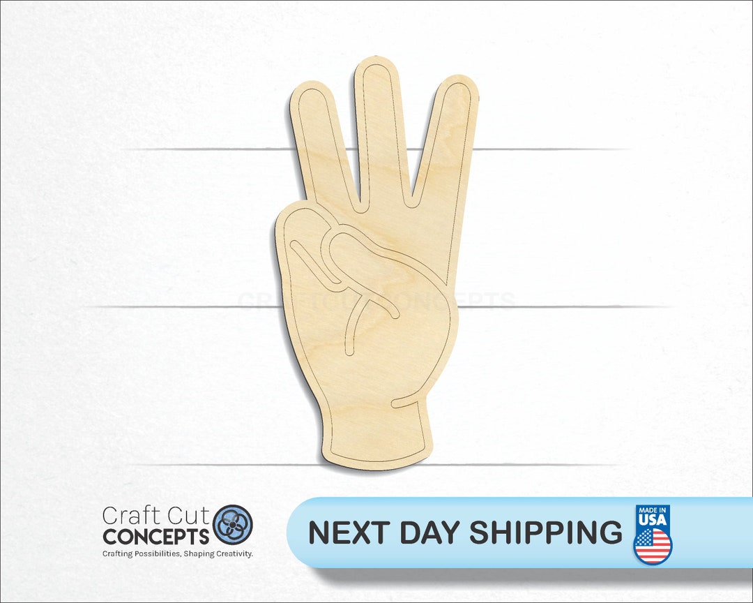 Number 6 Sign Language ASL Cutout - Laser Cut Unfinished Wood Shapes ...