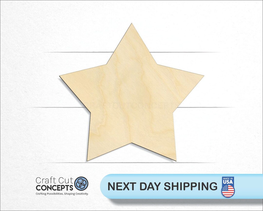 Star Fat Edge - Laser Cut Unfinished Wood Cutout Craft Shapes - Etsy