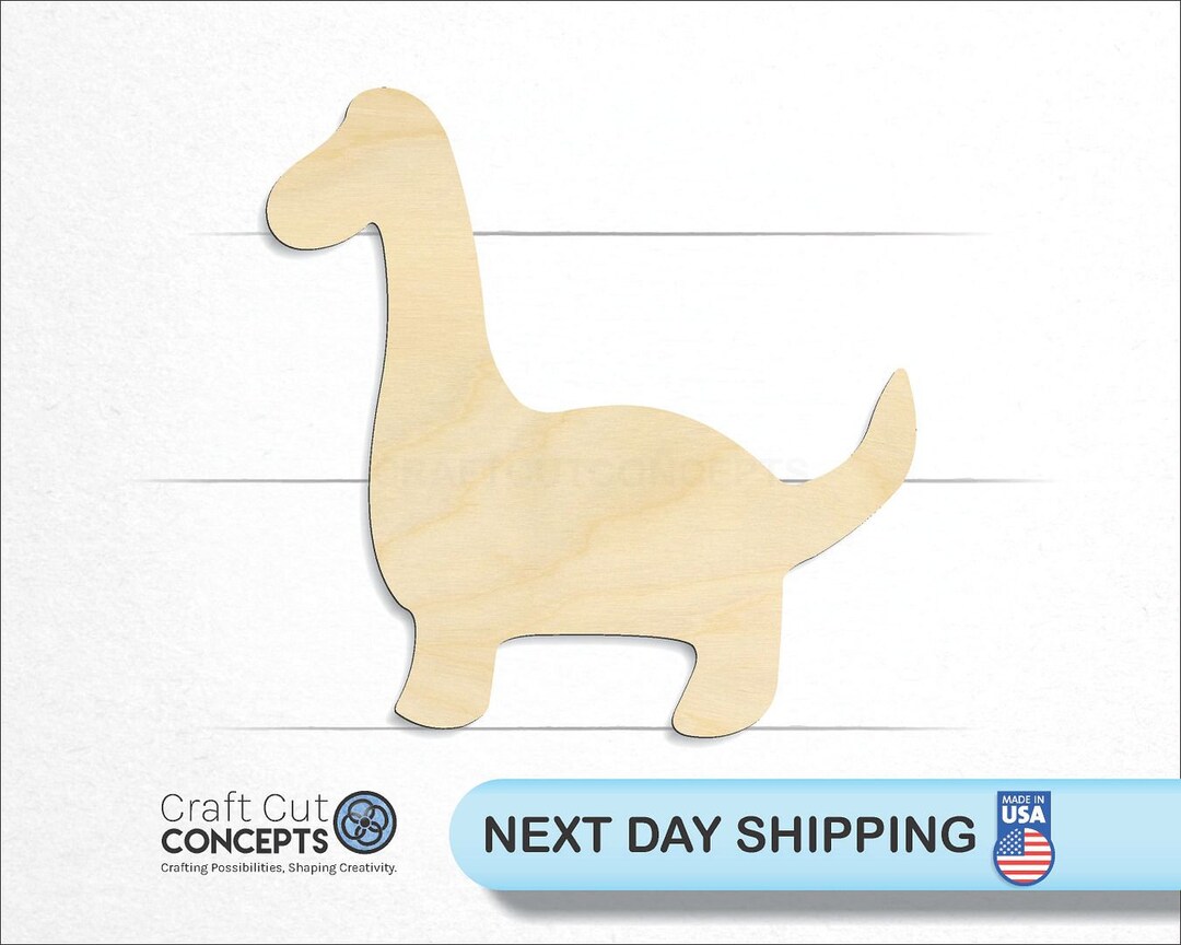 Cute Dinosaur Brontosaurus - Laser Cut Unfinished Wood Cutout Craft ...