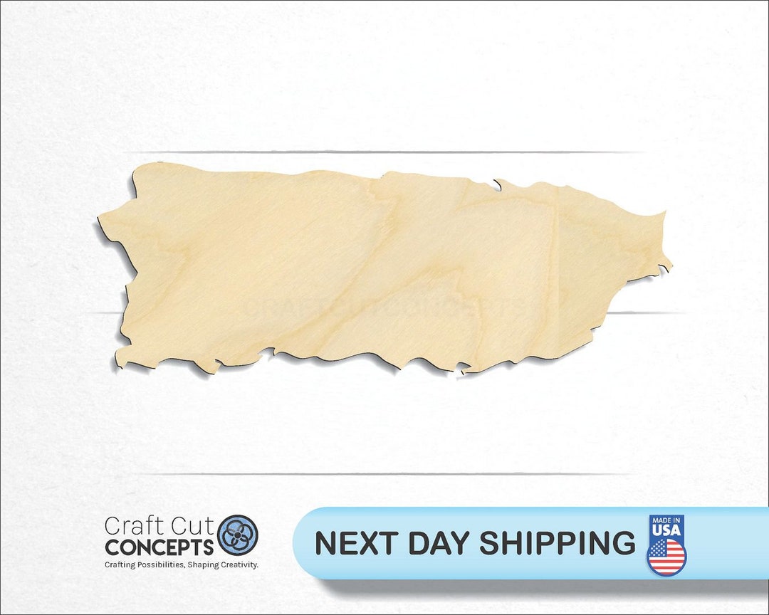 Puerto Rico - Laser Cut Unfinished Wood Cutout Craft Shapes - Etsy