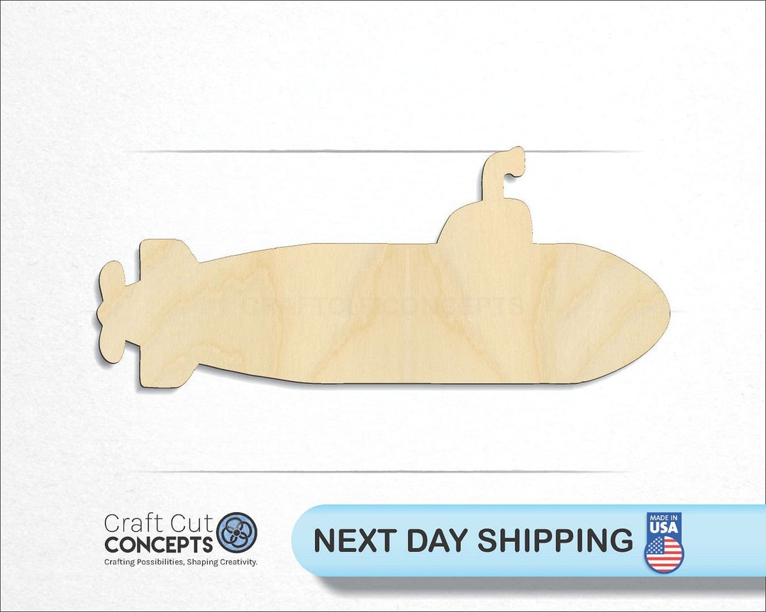 Cartoon Submarine - Laser Cut Unfinished Wood Cutout Craft Shapes - Etsy
