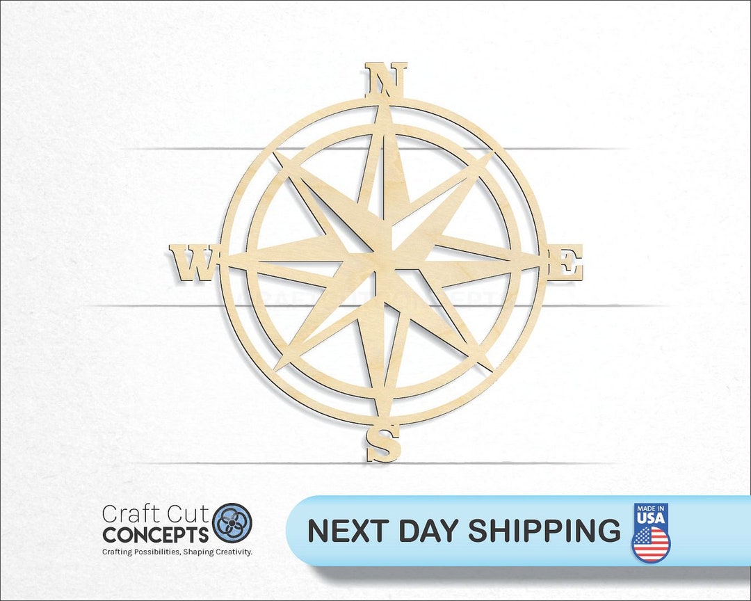 Compass Rose Star - Laser Cut Unfinished Wood Cutout Craft Shapes - Etsy
