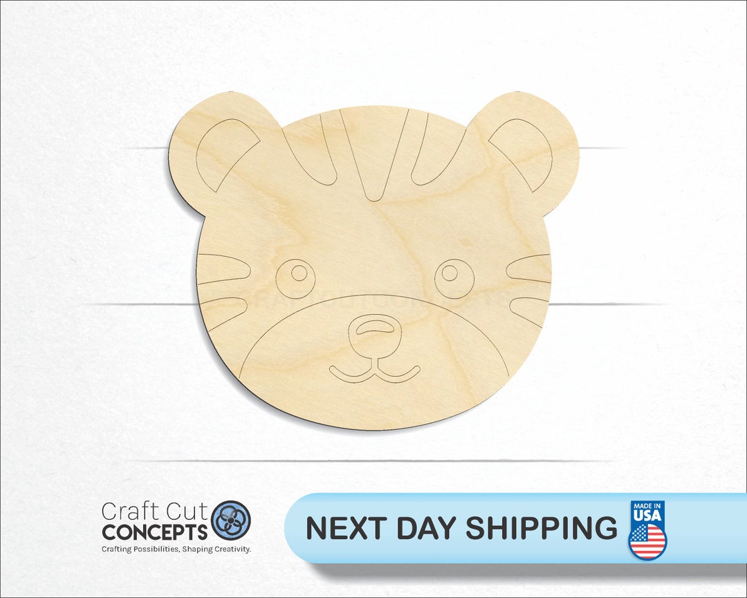 Cute Baby Tiger Head - Laser Cut Unfinished Wood Cutout Craft Shapes - Etsy
