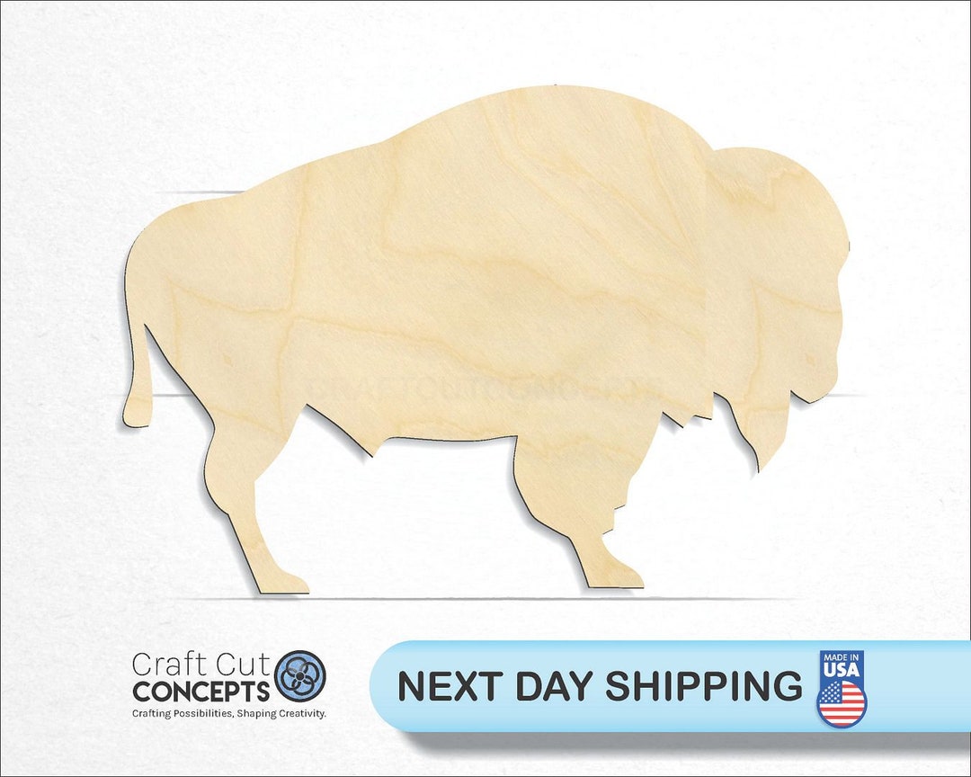 Buffalo Bison Shape - Laser Cut Unfinished Wood Cutout Craft Shapes - Etsy