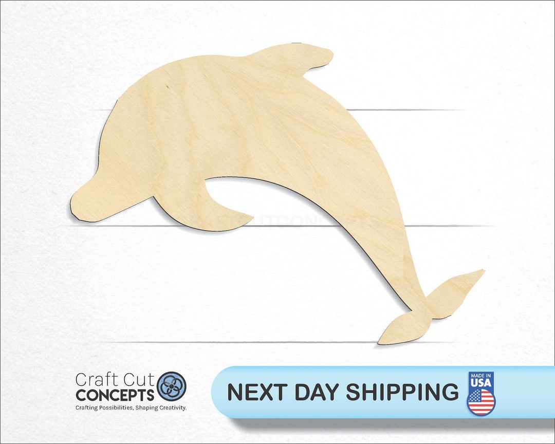Cute Dolphin - Laser Cut Unfinished Wood Cutout Craft Shapes - Etsy