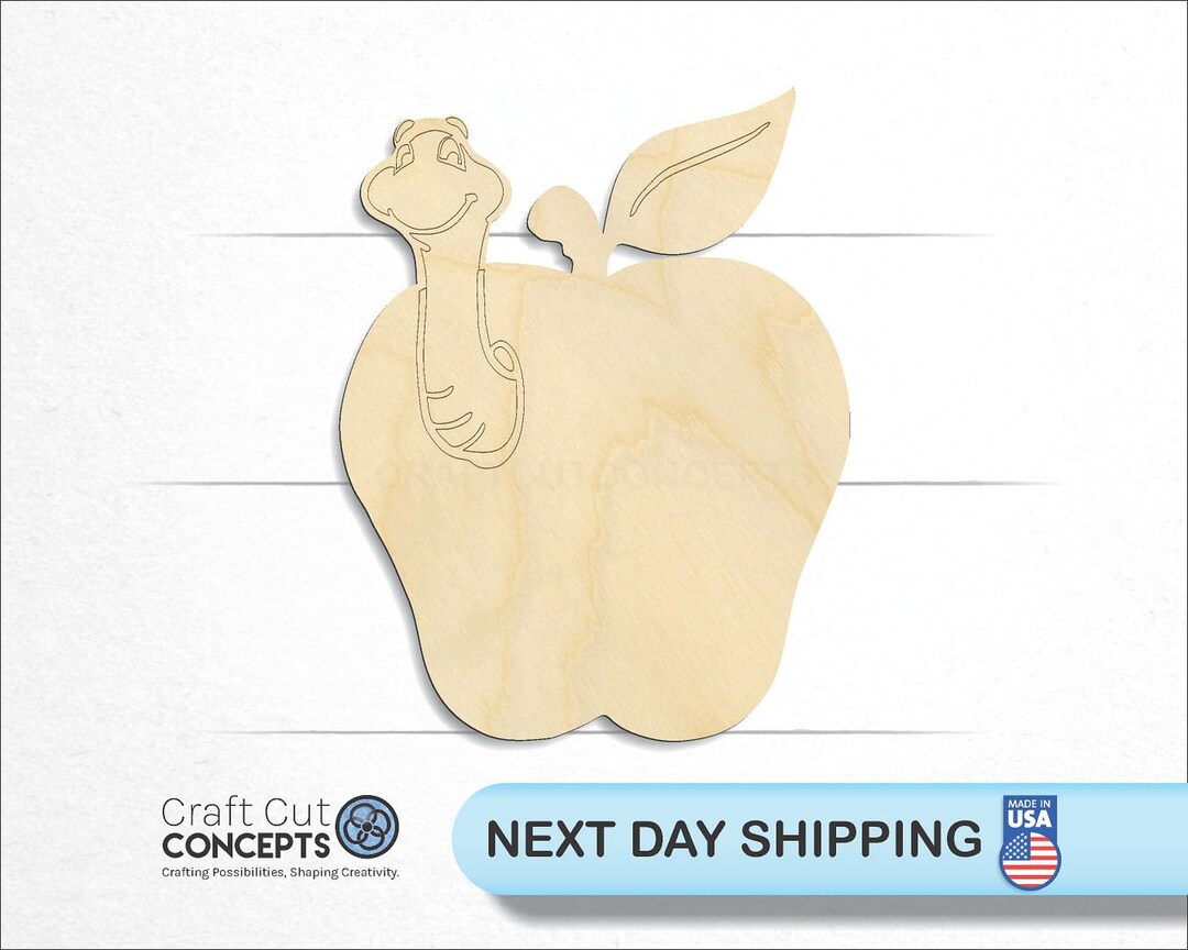 Apple Worm - Laser Cut Unfinished Wood Cutout Craft Shapes - Etsy