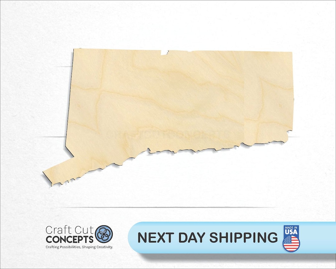 Connecticut CT State - Laser Cut Unfinished Wood Cutout Craft Shapes - Etsy