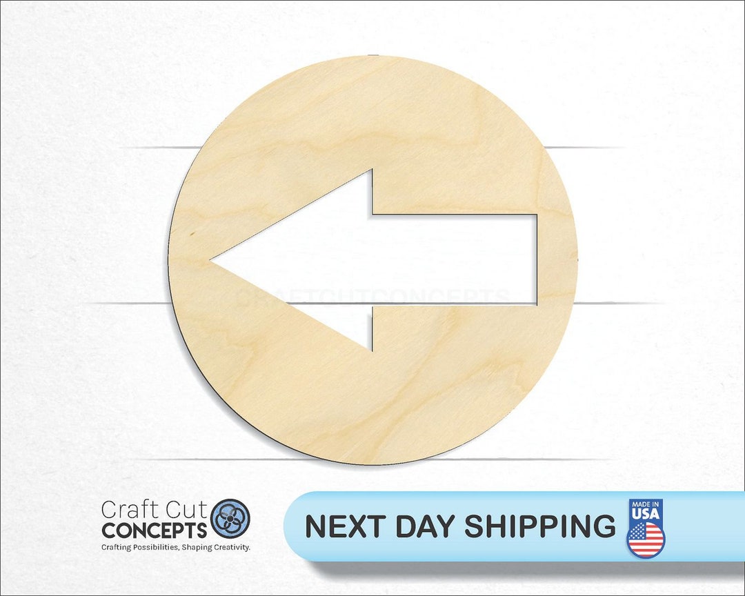 Circled Arrow - Laser Cut Unfinished Wood Cutout Craft Shapes - Etsy