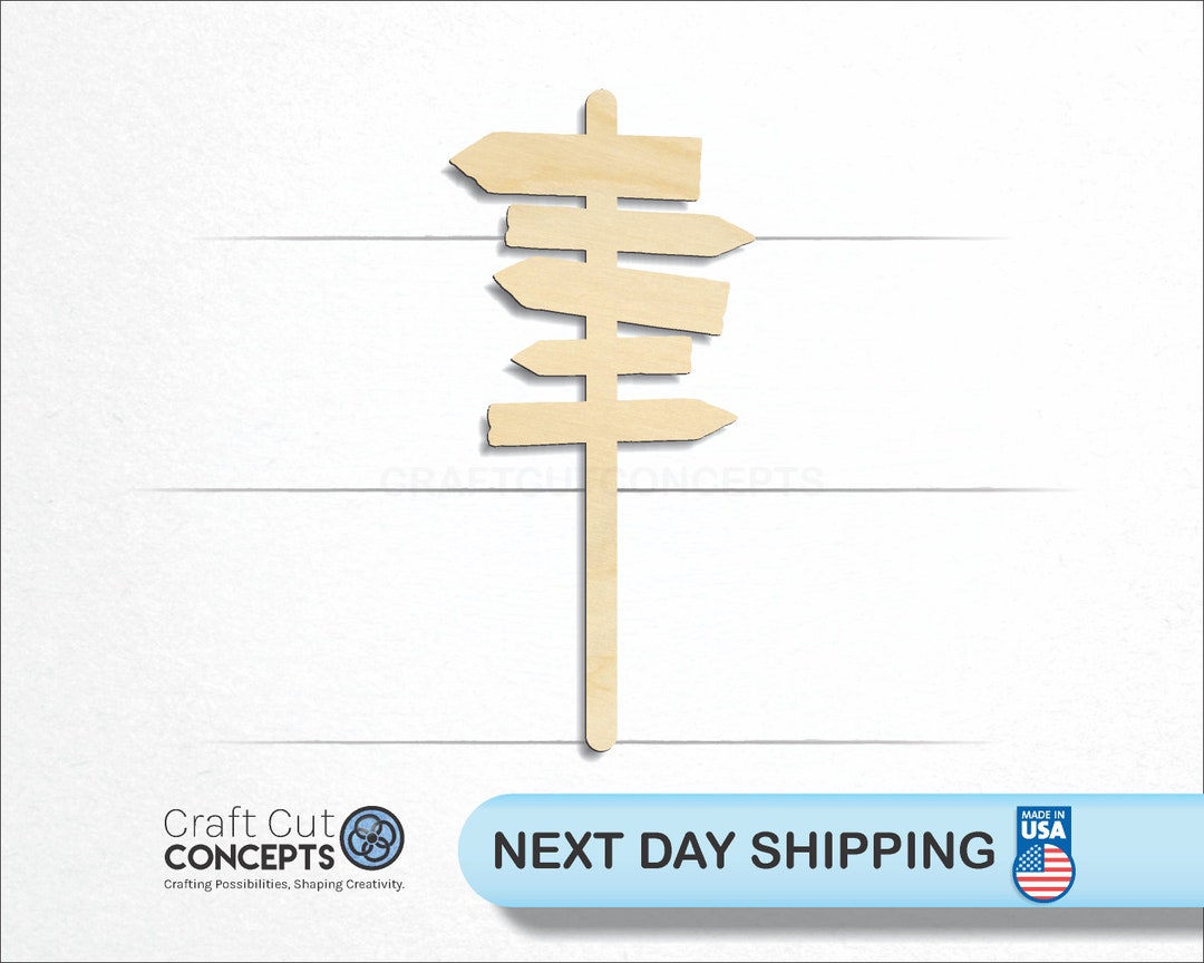 Five Sign Post Directional Arrow Sign - Laser Cut Unfinished Wood ...