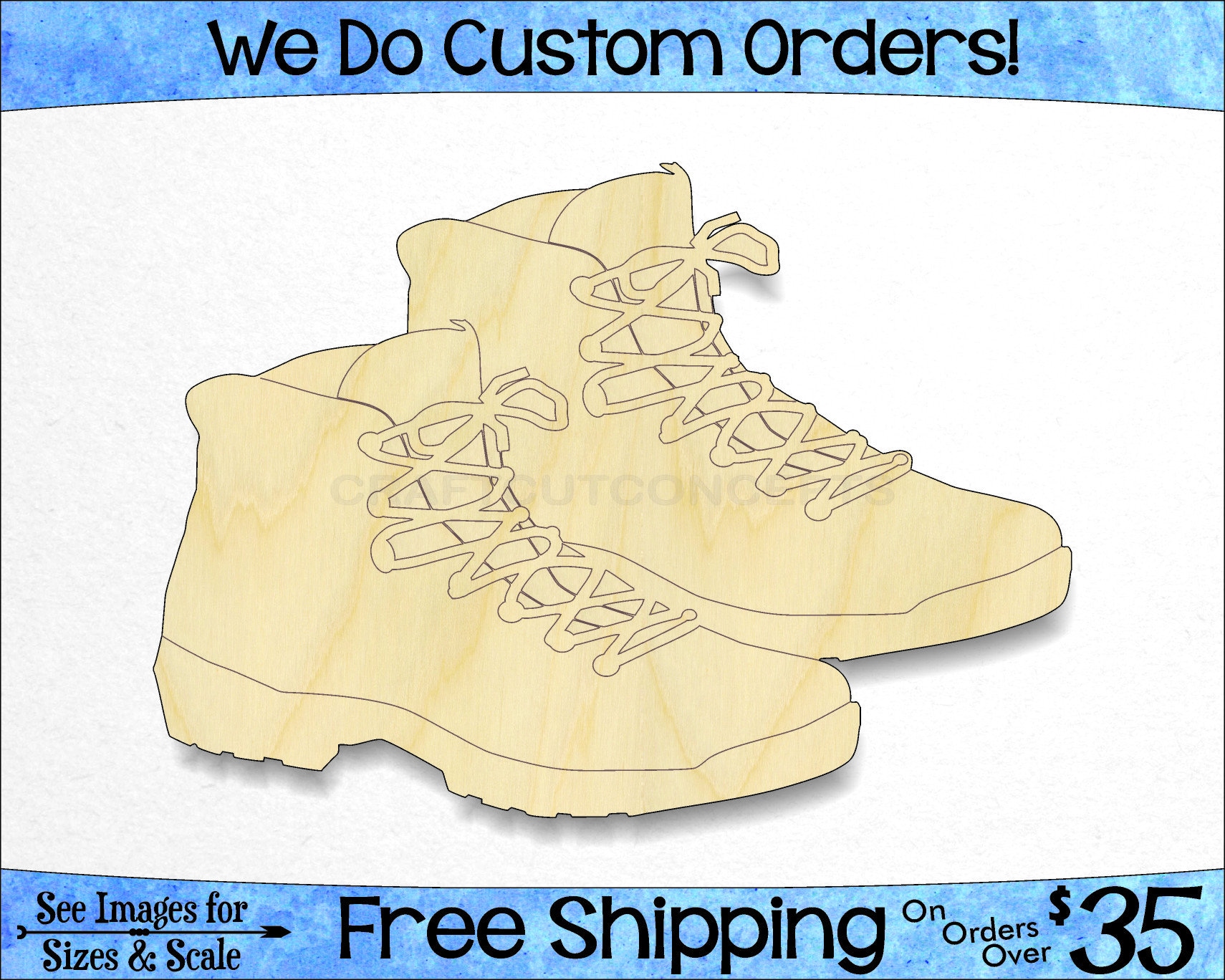 Hiking Boots Cutout Large & Small Pick Size Laser Cut - Etsy
