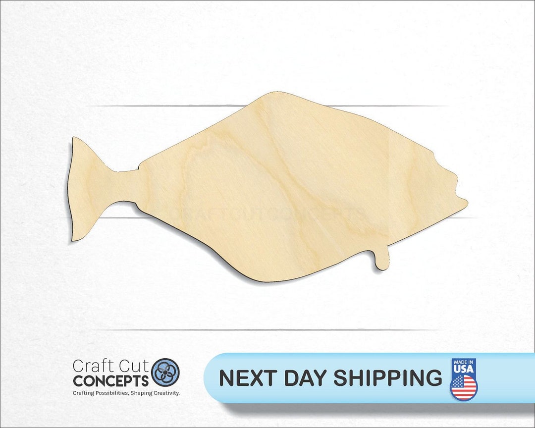 Halibut Fish - Laser Cut Unfinished Wood Cutout Craft Shapes - Etsy