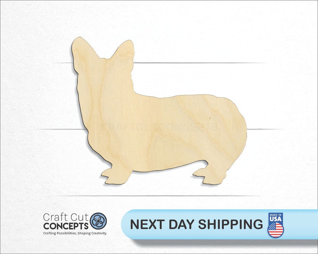 Corgi - Laser Cut Unfinished Wood Cutout Craft Shapes - Etsy