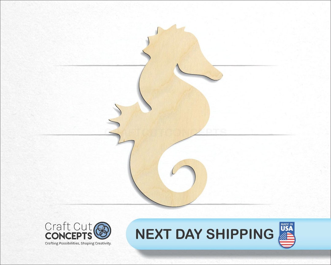 Seahorse - Laser Cut Unfinished Wood Cutout Craft Shapes - Etsy