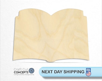 Open Book Unfinished Wood Cutout Shape Laser Cut DIY Craft Bulk ...