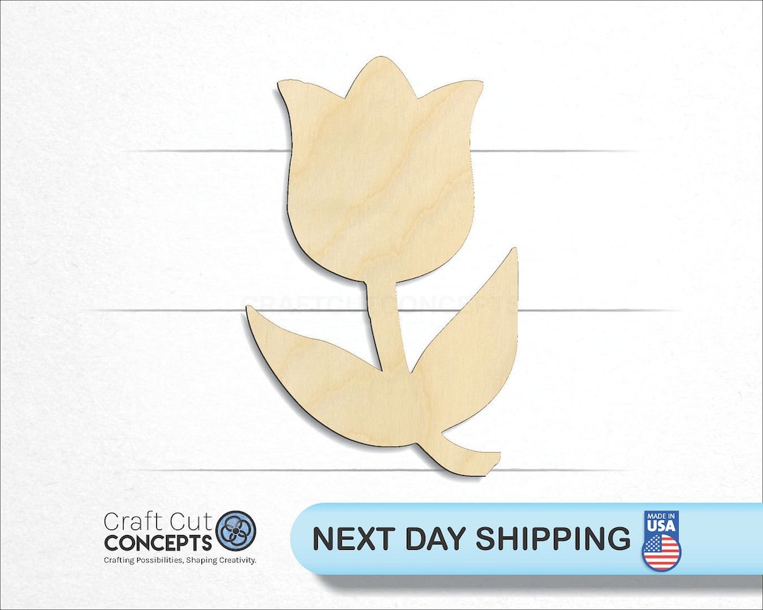 Tulip Flower Shape - Laser Cut Unfinished Wood Cutout Craft Shapes - Etsy