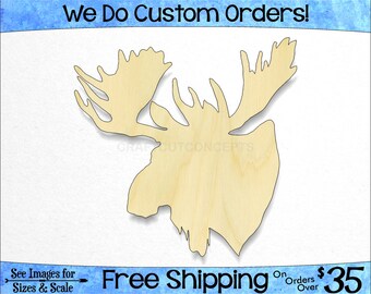 Moose Shape MULTIPLE SIZES Laser Cut Unfinished Wood - Etsy