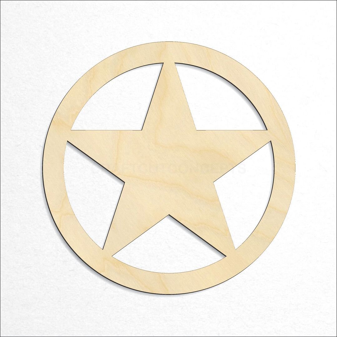 Circled Star Pentacle - Laser Cut Unfinished Wood Cutout Craft Shapes ...